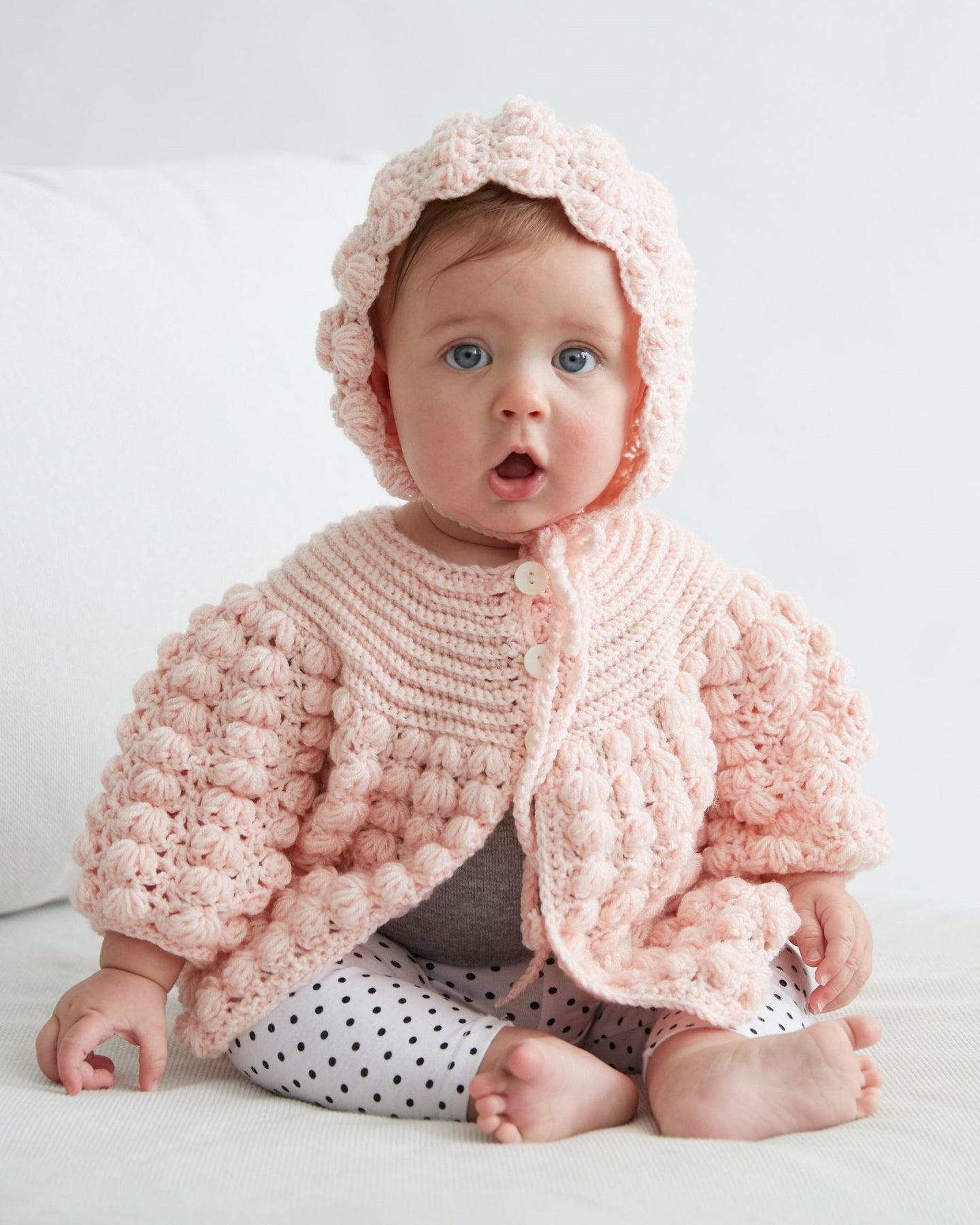 Baby Puff Stitch Sweater and Hat – Maggie's Crochet