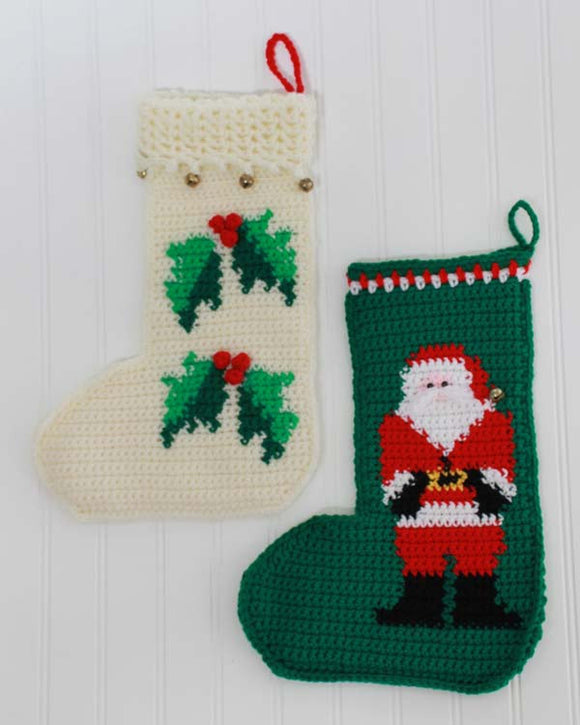 Santa and Holly Stockings Crochet Pattern– Maggie's Crochet