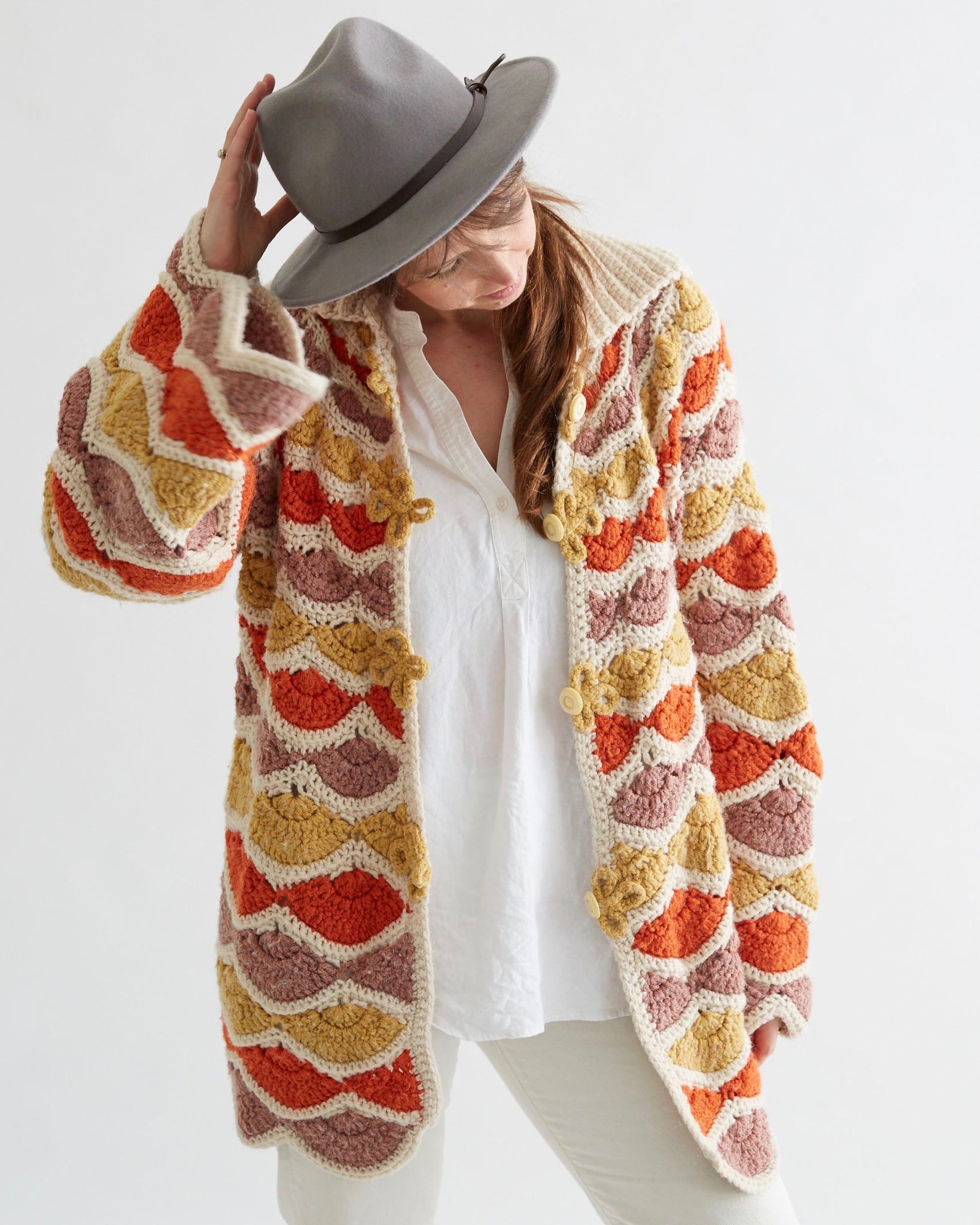 Vintage Shell Stitch Sweater Jacket Crochet Pattern– Maggie's Crochet