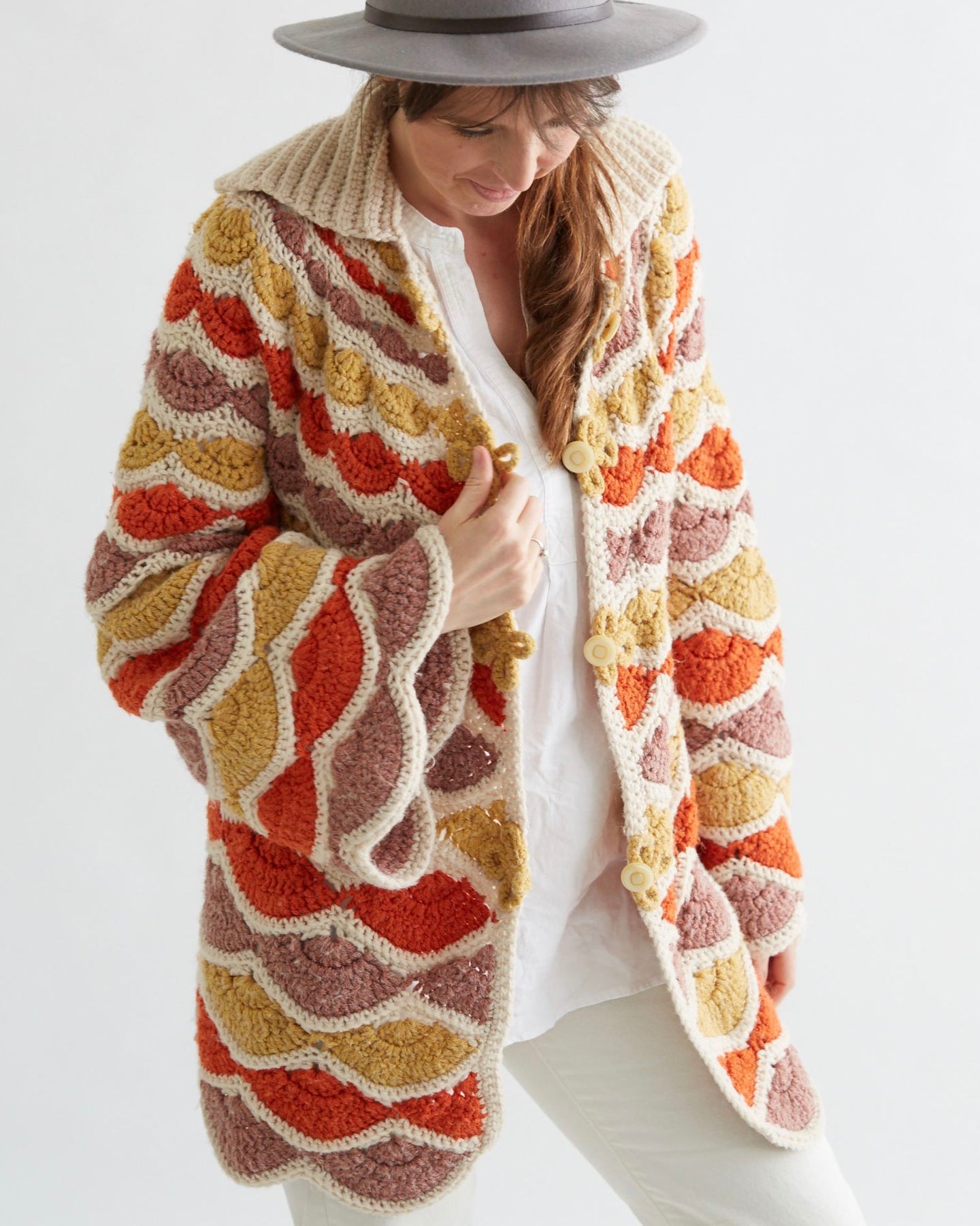 Vintage Shell Stitch Sweater Jacket Crochet Pattern – Maggie's Crochet