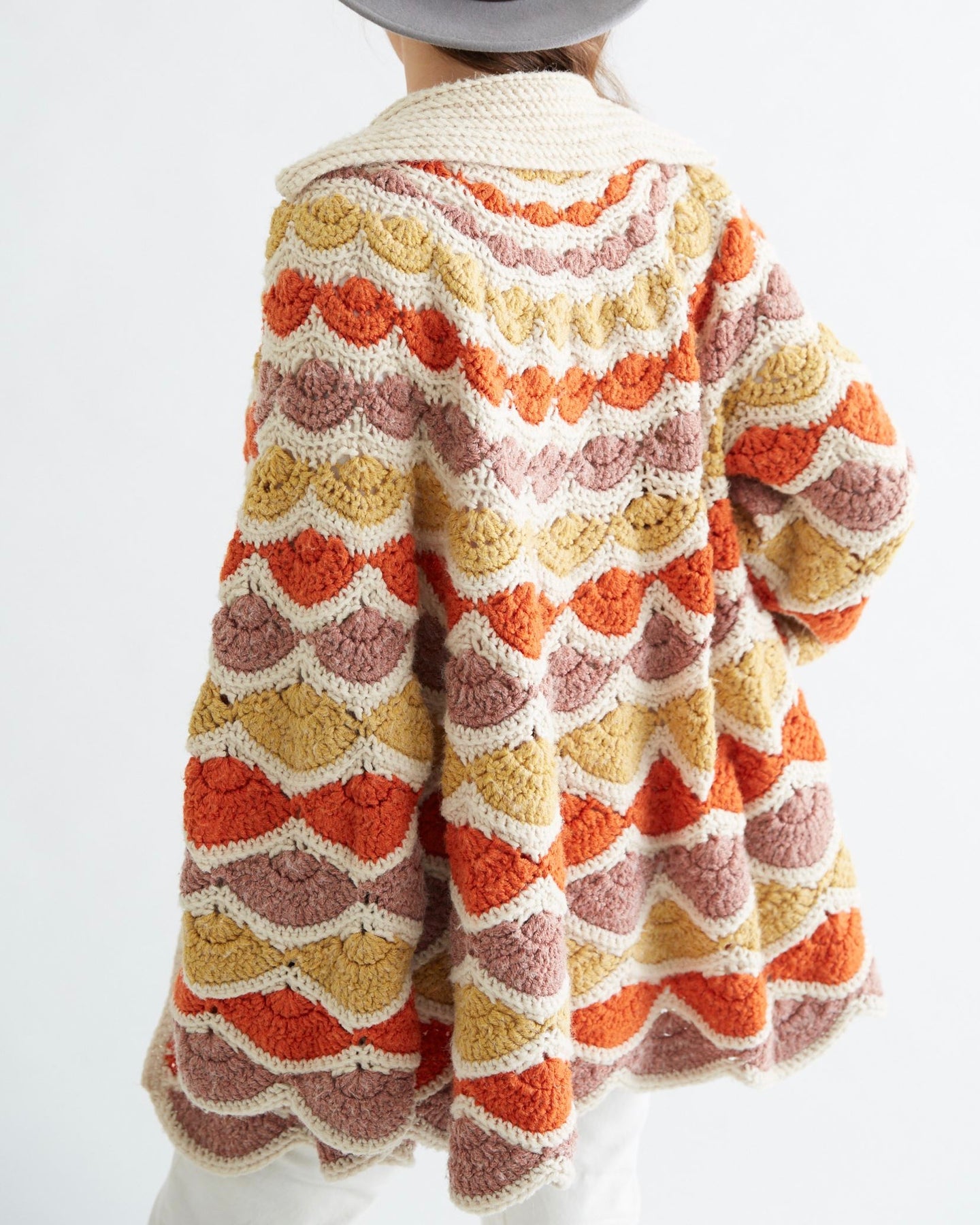 Vintage Shell Stitch Sweater Jacket Crochet Pattern – Maggie's Crochet